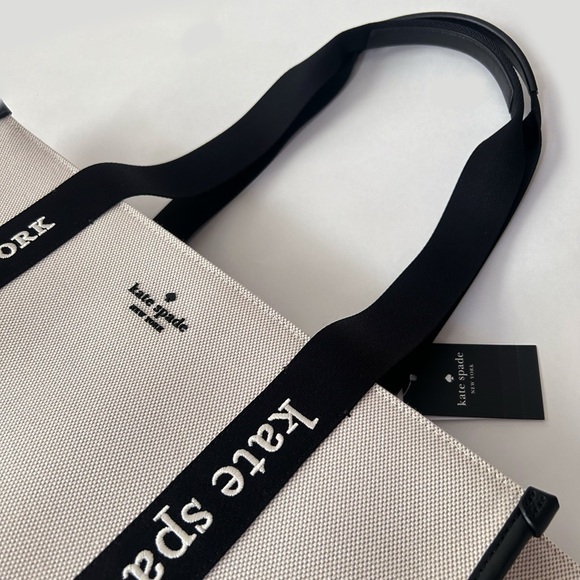 kate spade | Bags | Kate Spade Kip Canvas Large Tote Bag Natural Multi ...